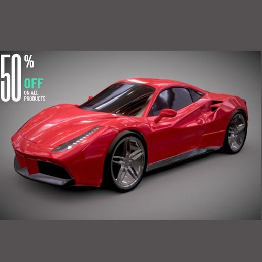 🤌 3D Printable Ferrari 488 GTB Supercar・ 3D File for 3D printing・Cults