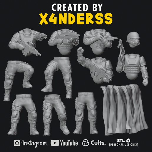 🎨 [X4NDERSS 1⁄48] UNOFFICIAL HELLDIVERS 2 SET 7 (B-08 Light Gunner ...