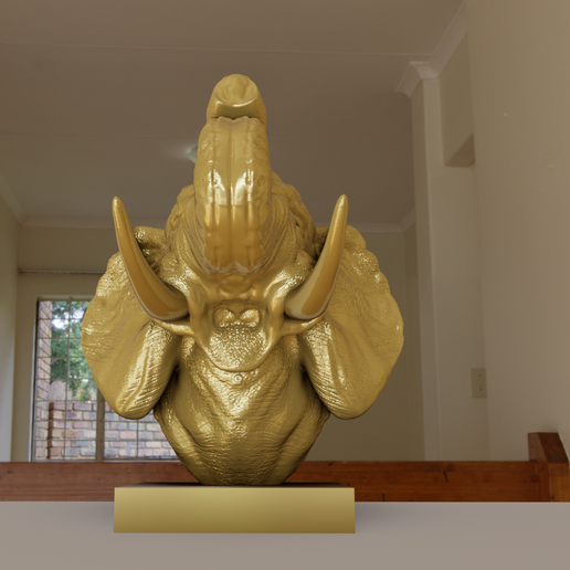 STL file Elephant head trunk raised bust STL 3d print file 🐘 ・3D ...