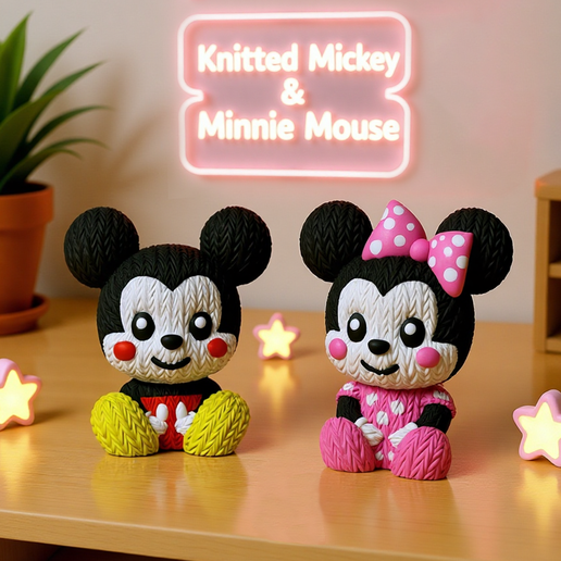 🐁 MICKEY AND MINNIE MOUSE COUPLE - Knitted - Crochet・ STL File for 3D ...