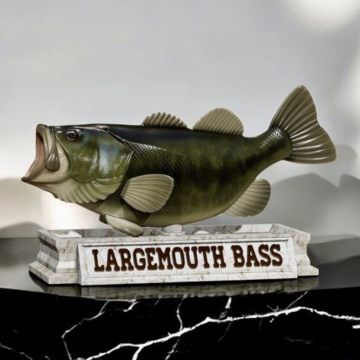 🐠 fish Largemouth Bass / Micropterus salmoides statue in motion stone ...