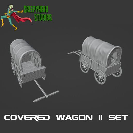 🎲 Wild West 28mm Scale Covered Wagon STL – Frontier Vehicle Miniature ...