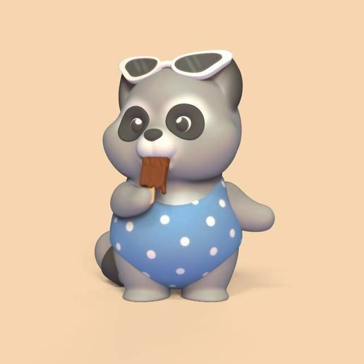 3D file Summer Raccoon 🦝 ・3D printable model to download・Cults