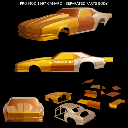 🚗 PRO MOD 1967 CAMARO - SEPARATED PARTS BODY・ STL File for 3D printing ...