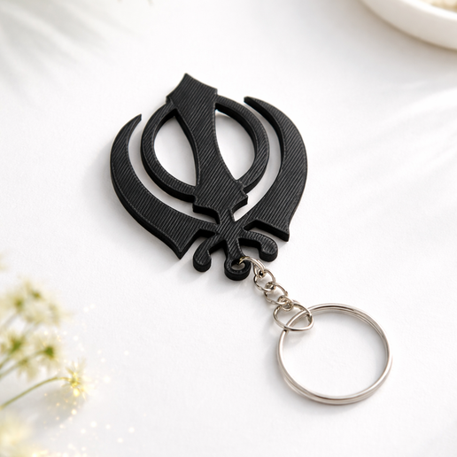 🗝️ Khanda keychain, symbol of Sikhism・ 3MF File for 3D printing・Cults