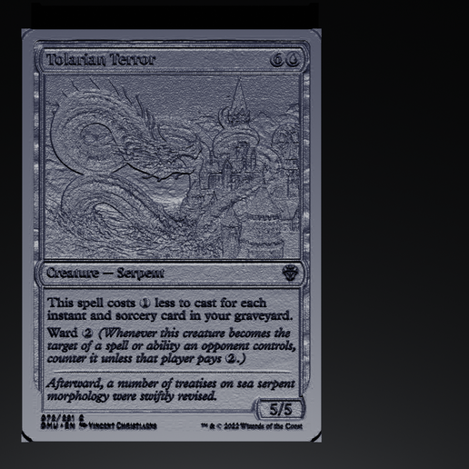 🪄 MTG 3D card lithophany Terror Sierpe・Free 3MF File for 3D printing・Cults