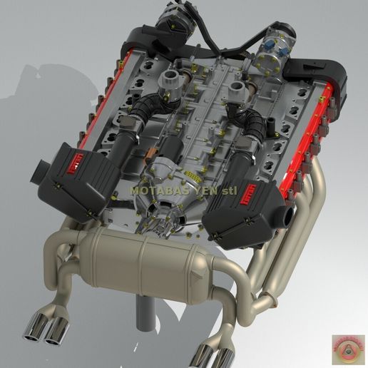 💭 FERRARI 512 TR - ENGINE・ STL File for 3D printing・Cults
