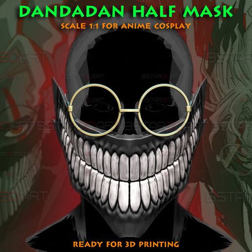 👓 Dandadan Okarun Half Mask With Glasses - Anime Cosplay・Arquivo 3D ...