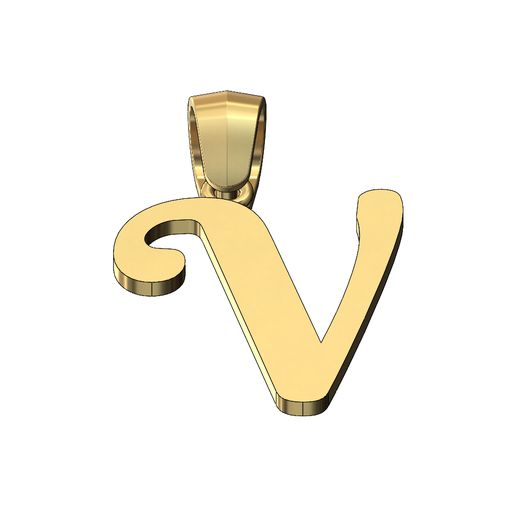 STL file V letter initial berkshire swash font pendant charm bail 3D ...