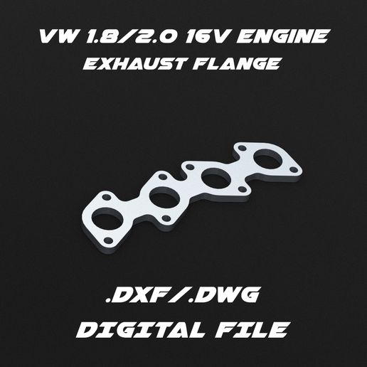 📁 VW 1.8/2.0 16V engine exhaust flange .dxf/.dwg digital file for laser ...