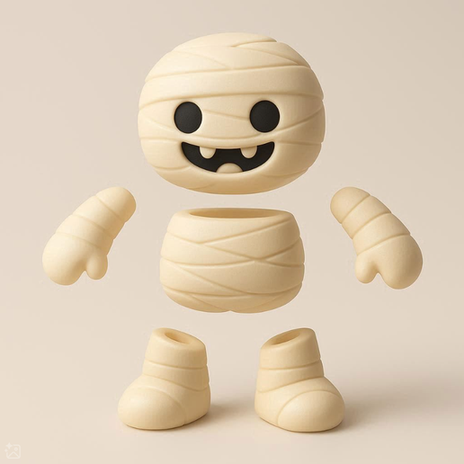 🧻 Mummy Buddy Articulated - Halloween Print-in-Place Toy・ STL File for ...
