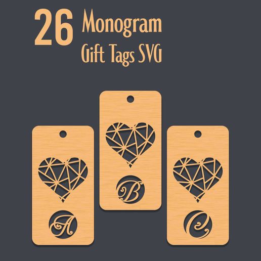 3D-Datei 26 Personalized Monogram Gift Tags SVG Laser Cut Files ...