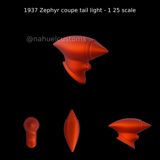 🚆 1937 Zephyr coupe tail light - 1 25 scale・ STL File for 3D printing・Cults