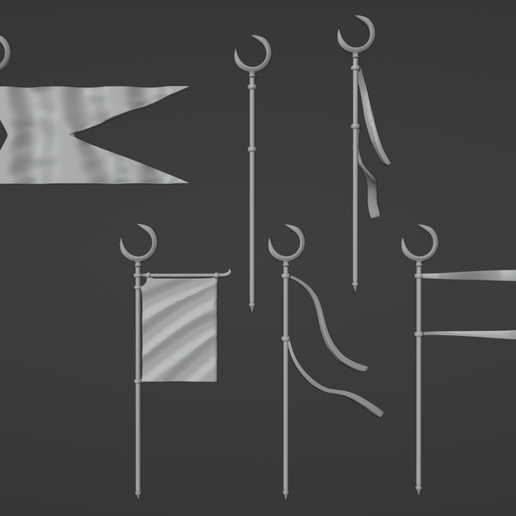 🧝 Dark Elf Spears and Flags・ 3D File for ・Cults