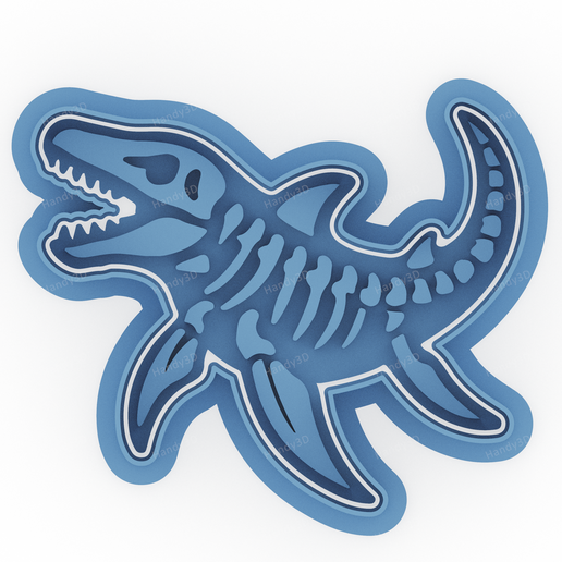 💀 Mosasaurus Skeleton Cookie Cutter - 8cm・ STL File for 3D printing・Cults