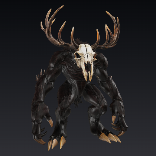 👾 Wendigo Beast Figurine – Antlered Horror for 3D Printing・Archivo OBJ ...