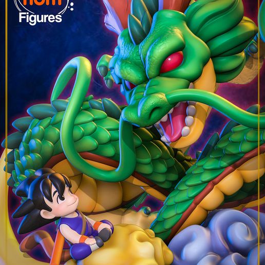🗿 Chibi Shenron with Goku - Dragonball・ 3D File for 3D printing・Cults