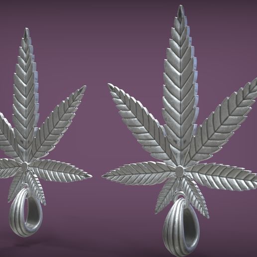 💐 Hemp Cannabis Leaf Pendant 3D Model・ STL File for 3D printing and CNC ...
