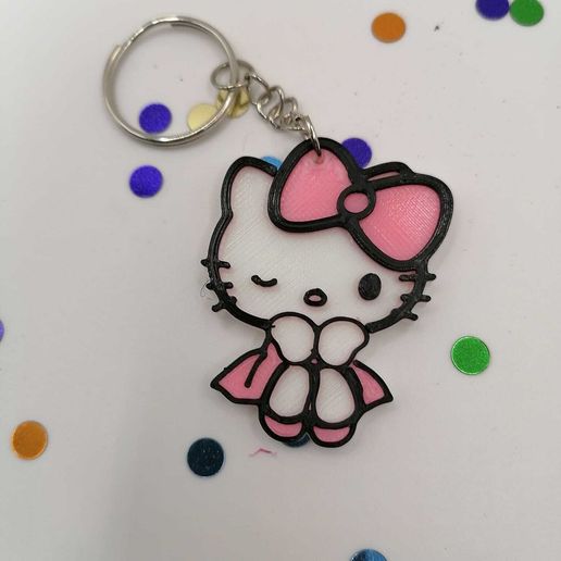 👋 HELLO KITTY KEYCHAIN・ STL File for 3D printing・Cults