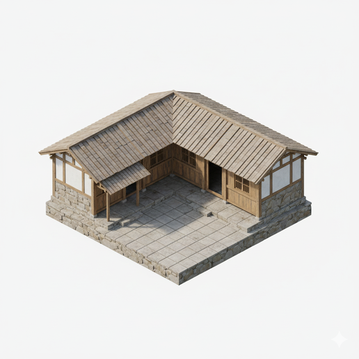 🏠 Traditional Asian Courtyard House – Wooden Rural Home 3D Model・ STL ...