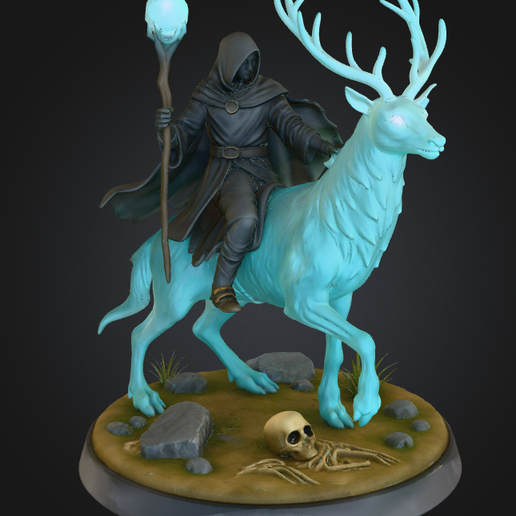 🧙 Mist Mage on a Ghost Stag・ STL File for 3D printing・Cults