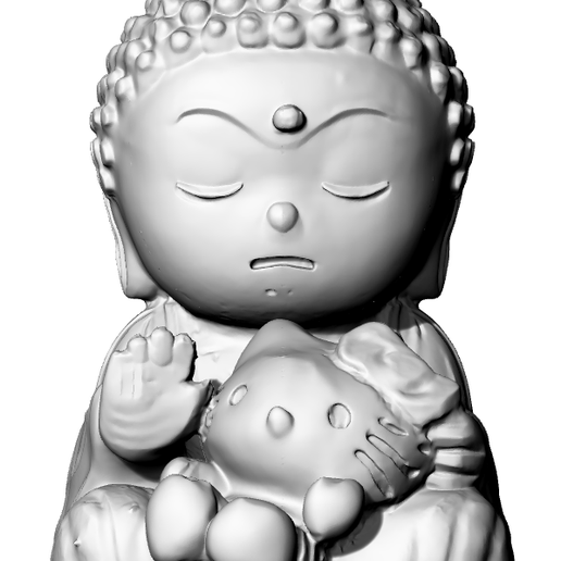 👋 BUDDHA - HELLO KITTY KEY CHAIN・ STL File for 3D printing・Cults