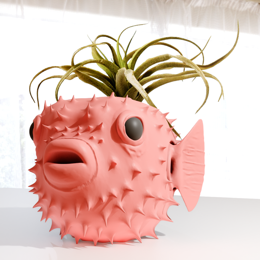 🐠 puffer fish mouth open planter pot flower vase stl・ STL File for 3D ...