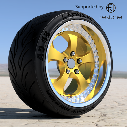 🚗 RE Amemiya AW-7 Desmond 18 inch rims with Advan tires・ STL File for ...