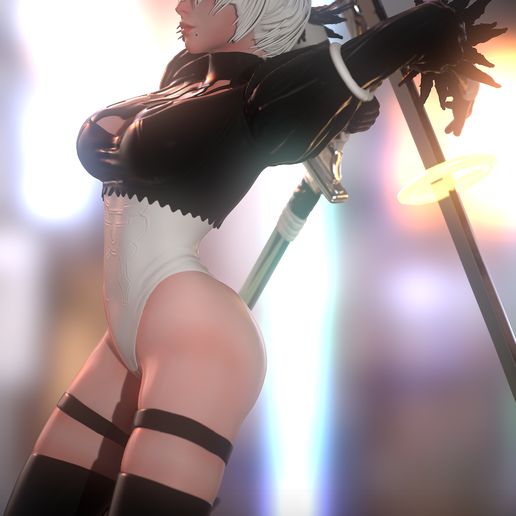 🔞 2B SFW/NSFW Nier Automata character OBJ collectibles EDITABLE 1 piece. No cuts, scalable・ 3D ...