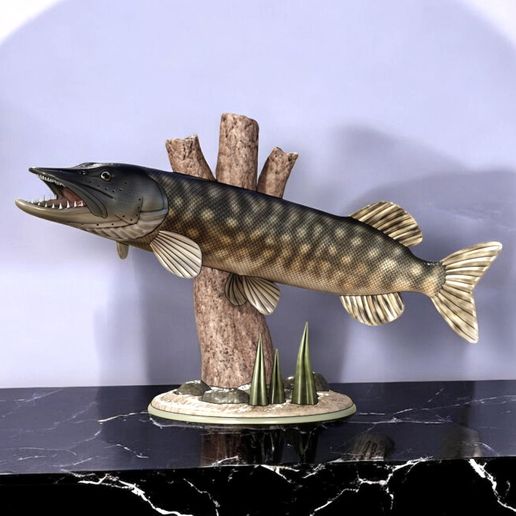 🐠 fish NORTHERN PIKE (ESOX LUCIUS) trophy in motion sculpture ...