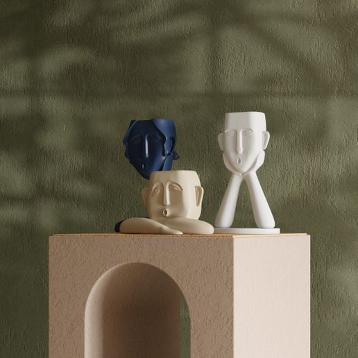 STL file Abstract Face Vases (Set of 3) – Modern Home Decor, 3D Printable 🗿 ・3D printable model ...