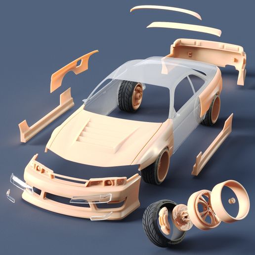 🇯🇵 Nissan S14 Silvia Vertex body kit. 1/24 Scale・ 3D File for 3D ...