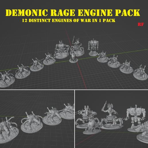 🎲 demonic rage engines pack・ OBJ File for 3D printing・Cults