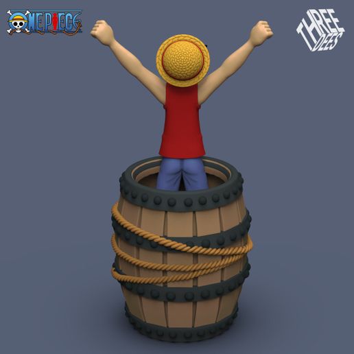 🖊️ LUFFY WITH BAREL PEN STAND・ STL File for 3D printing・Cults