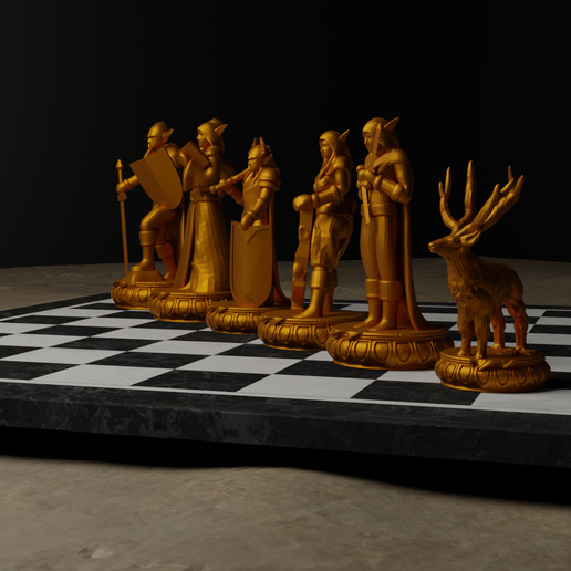 🧝 Knight Elf Figure Chess Set Warrior Character Chess Pieces・ STL File ...