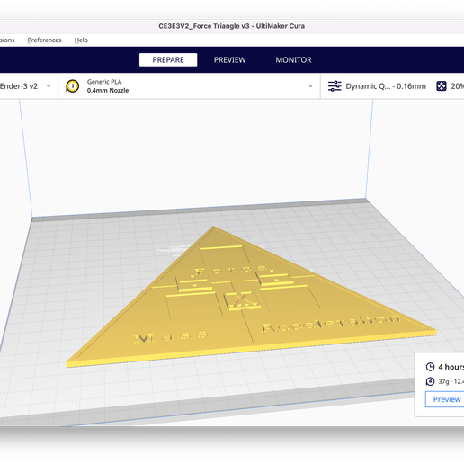 🔺 Force Formula Triangle Science Manipulative・ STL File for ・Cults
