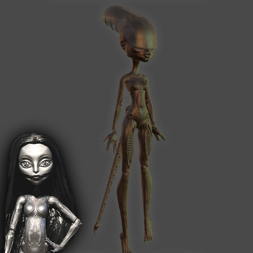 👽 Alien Full Doll - Monster High G1 (BJD)・ STL File for 3D printing・Cults