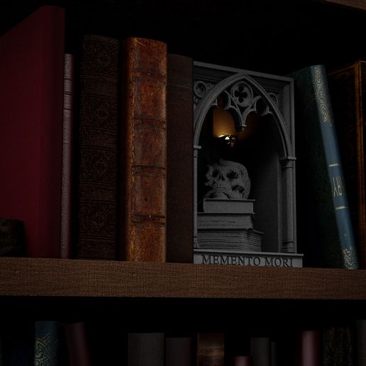 📚 Memento Mori Book Nook v2・Free STL File for 3D printing・Cults