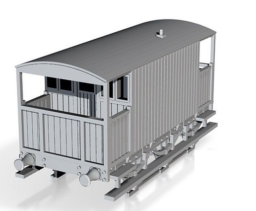 🛞 SECR 6 wheel brake van 1/76 scale・ 3D File for 3D printing・Cults