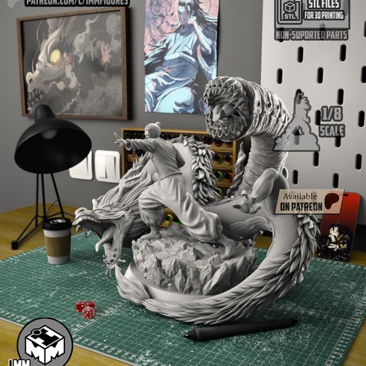 🐉 IMM Figures - Suguru Geto & Dragon・ 3D File for 3D printing・Cults