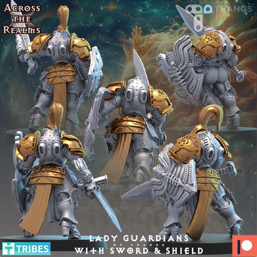 🗡️ Lady Guardians with Sword & Shield・ 3D File for 3D printing・Cults