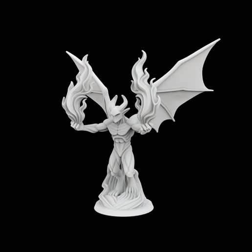 🤲 Winged Demon with Flaming Hands 3D Printable Mode・ STL File for 3D ...