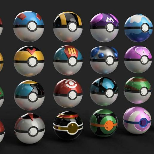 🐉 Pokemon - Assorted Poke Ball Set - 24 Opening and Closing Models・ 3D ...