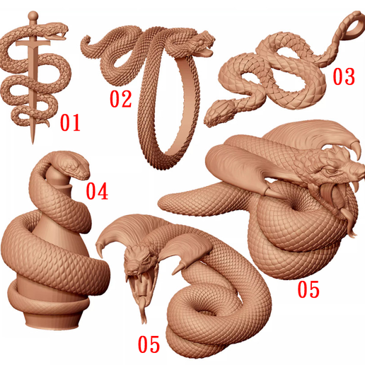 3D file snake cobra zodiac rat rattlesnake venomous snake - 3d stl 16 ...