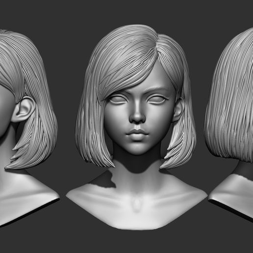 ♀️ 45 Female hair collection ZTL OBJ STL・ 3D File for 3D printing・Cults