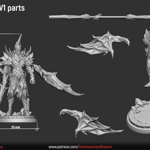 🐉 Dark Knights 4 miniatures 32mm pre-supported・ 3D File for 3D printing ...