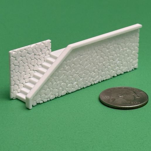 🏠 STONE WALL w STAIRS 1:87 HO SCALE・Free 3D File for ・Cults
