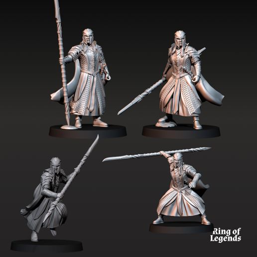 3D file 6x Armoured Wood Elf with Spear | Wood Elves | Fantasy | Ring ...
