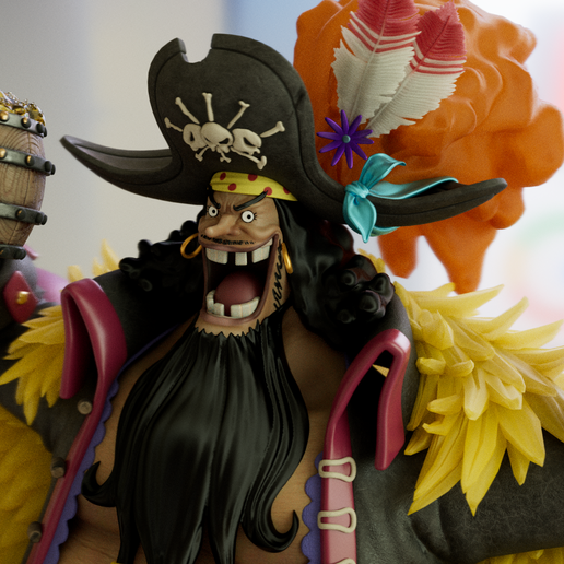 💬 One Piece Anime Blackbeard Marshall D Teach with Throne STL 3D print ...