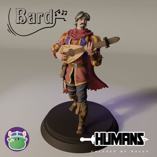 ♂️ Male Human Bard・ STL File for 3D printing・Cults